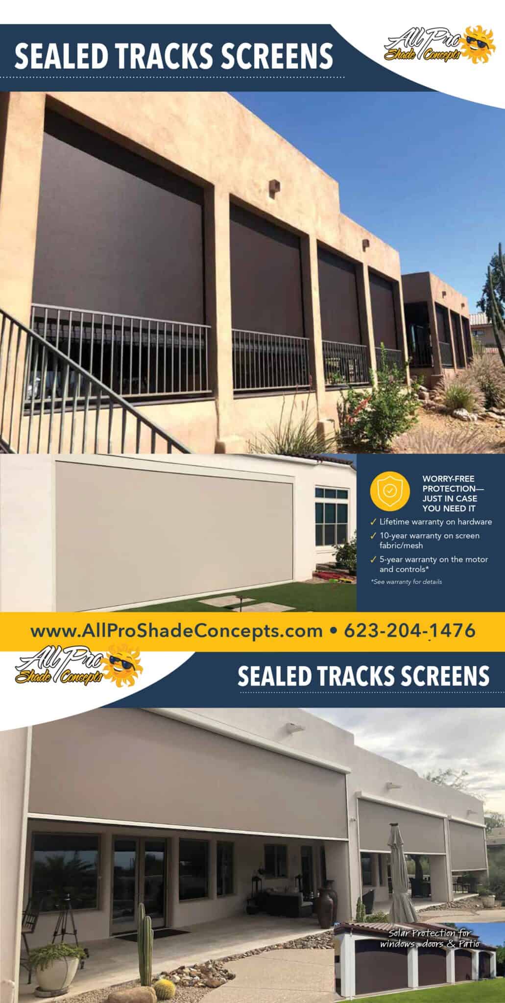 All Pro Shade Concepts: Patio Sealed Tracks Screen Shade Brochure - All ...