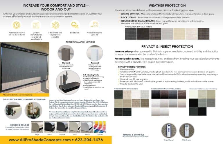 All Pro Shade Concepts: Patio Sealed Tracks Screen Shade Brochure - All ...